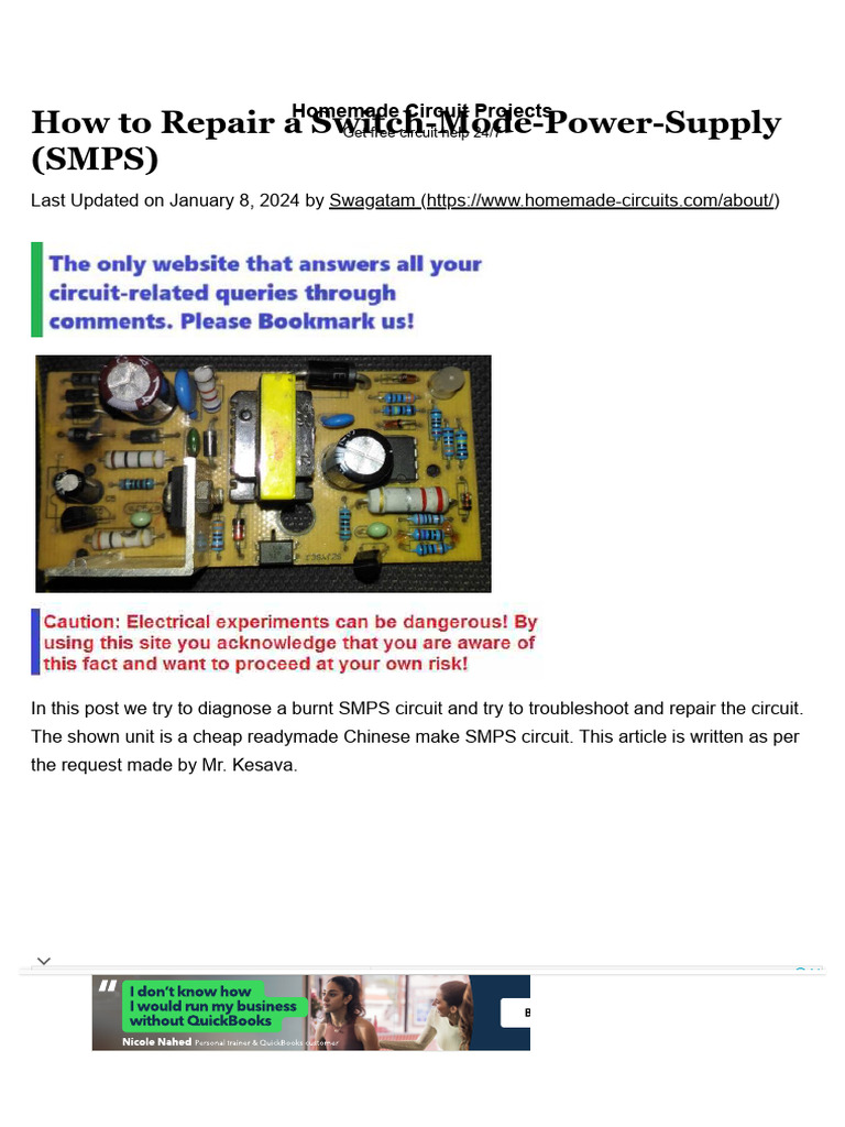How To Repair A Switch-Mode-Power-Supply (SMPS) - Homemade Circuit ...