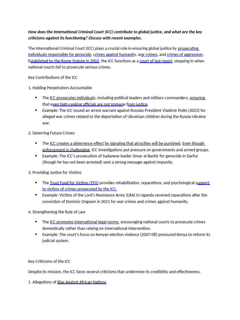 International Criminal Court (ICC) | PDF | International Criminal Court | Crime & Violence