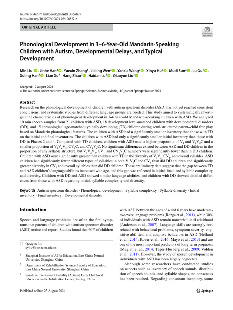 02-Phonological Development in 3-6 Year Old Mandarin Speaking Children With Autism ...