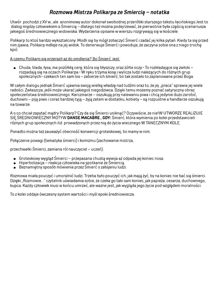 Rozmowa Mistrza Polikarpa Ze Śmiercią - Docx - 20250215 - 171807 - 0000 ...