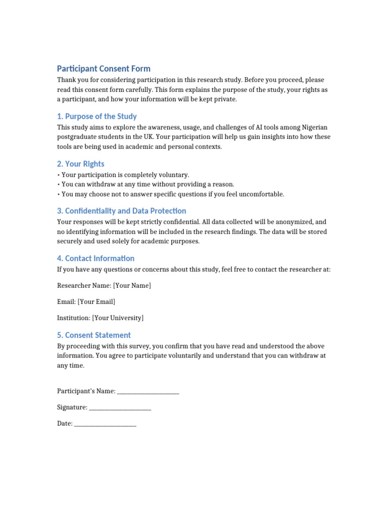 Participant Consent Form | PDF
