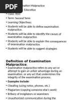 Examination Malpractice: Causes and Solutions | PDF | Teachers