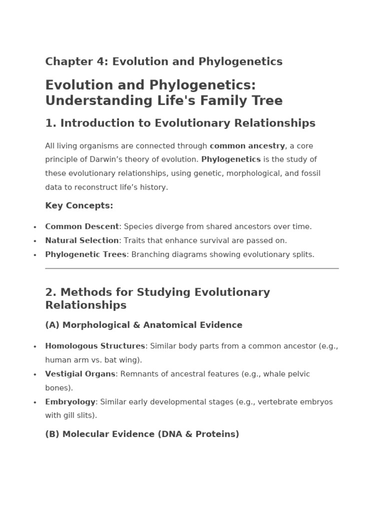 4.Evolution and Phylogenetics | PDF | Evolution | Phylogenetic Tree