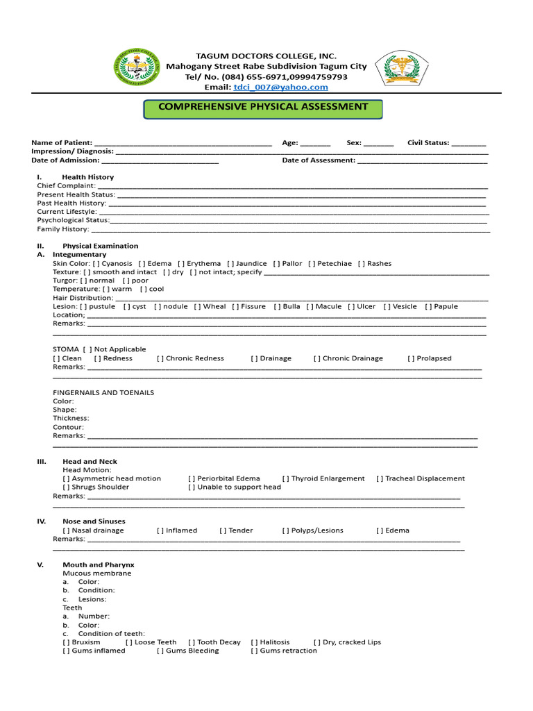 Patient Health Assessment Form | PDF | Medical Specialties | Human Anatomy