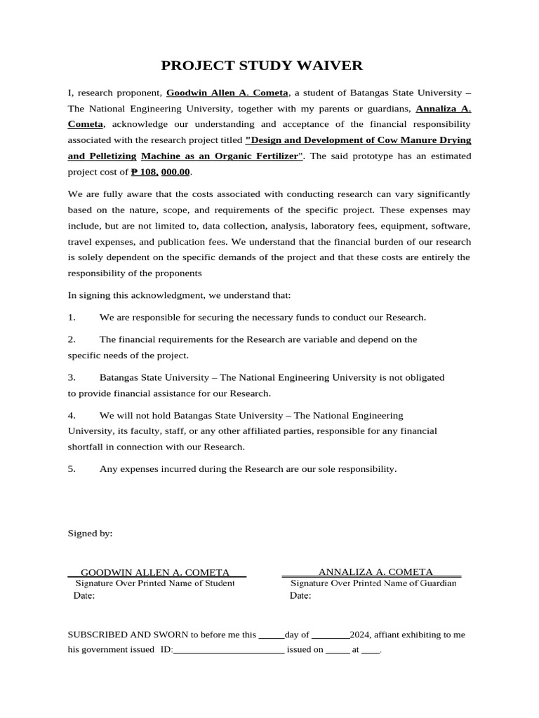 Project Study Waiver for Research Funding | PDF