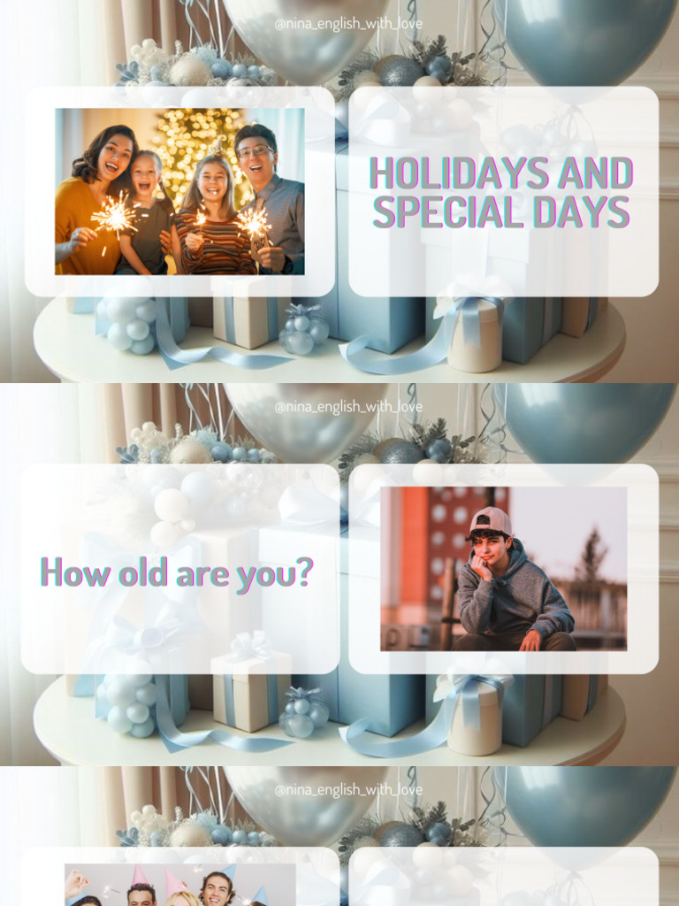 HOLIDAYS and SPECIAL DAYS Speaking Club A1-A2 by @nina - English - With ...