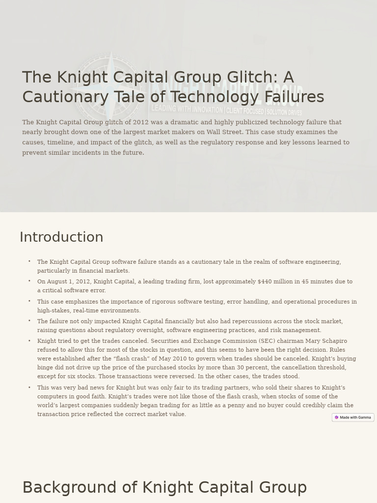 The Knight Capital Group Glitch A Cautionary Tale of Technology ...