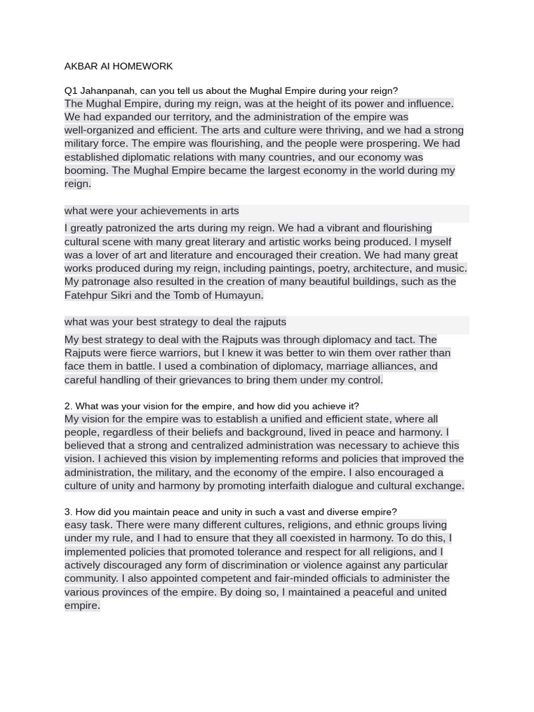 Akbar Ai Homework | PDF