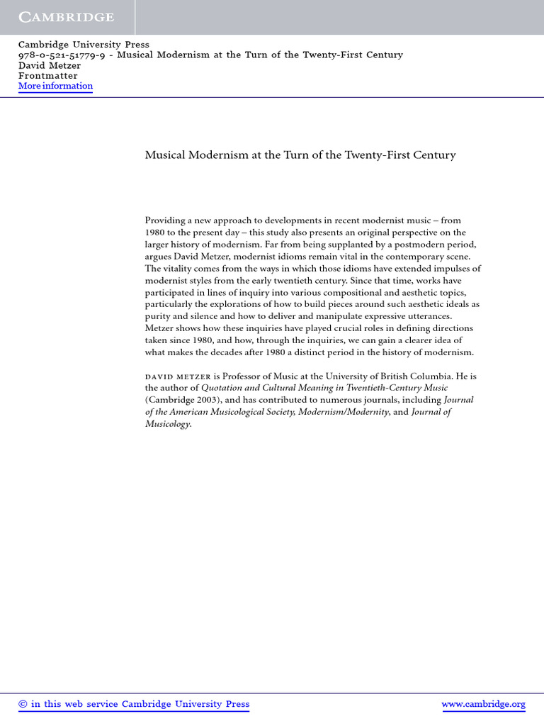 Frontmatter-2 | PDF | Modernism