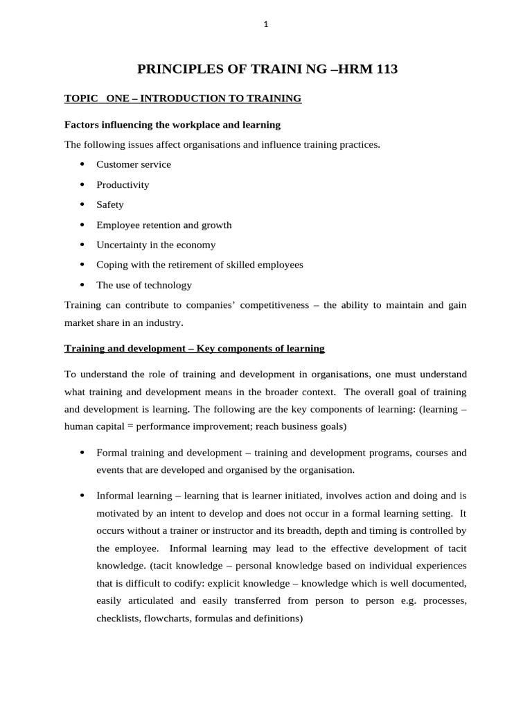 Training Notes | PDF | Learning | Knowledge