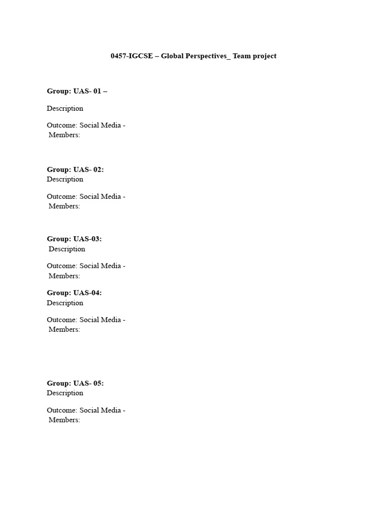 0457-IGCSE - Global Perspectives - Team Project | PDF