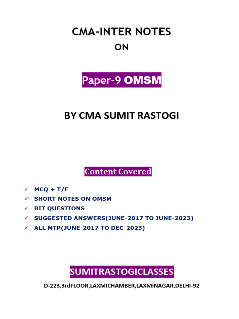 KEY OMSM | PDF | Production And Manufacturing | Economies