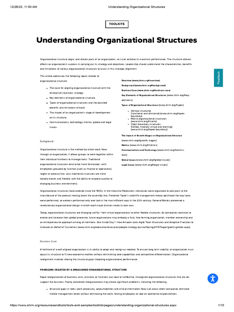 New Understanding Organizational Structures | PDF | Organizational ...