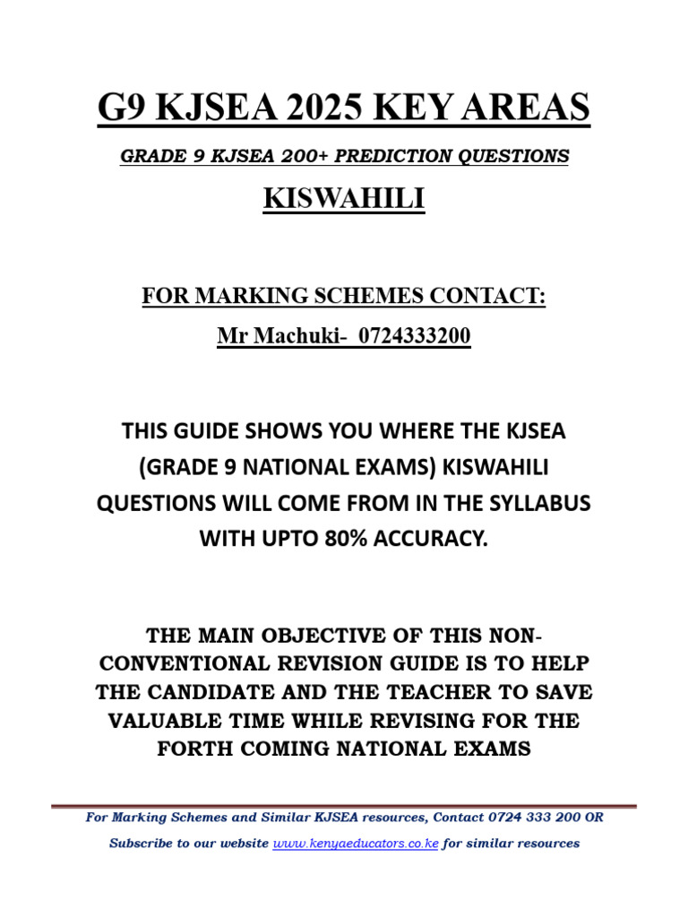 Grade 9 Kjsea 2025 Kis Key Areas | PDF