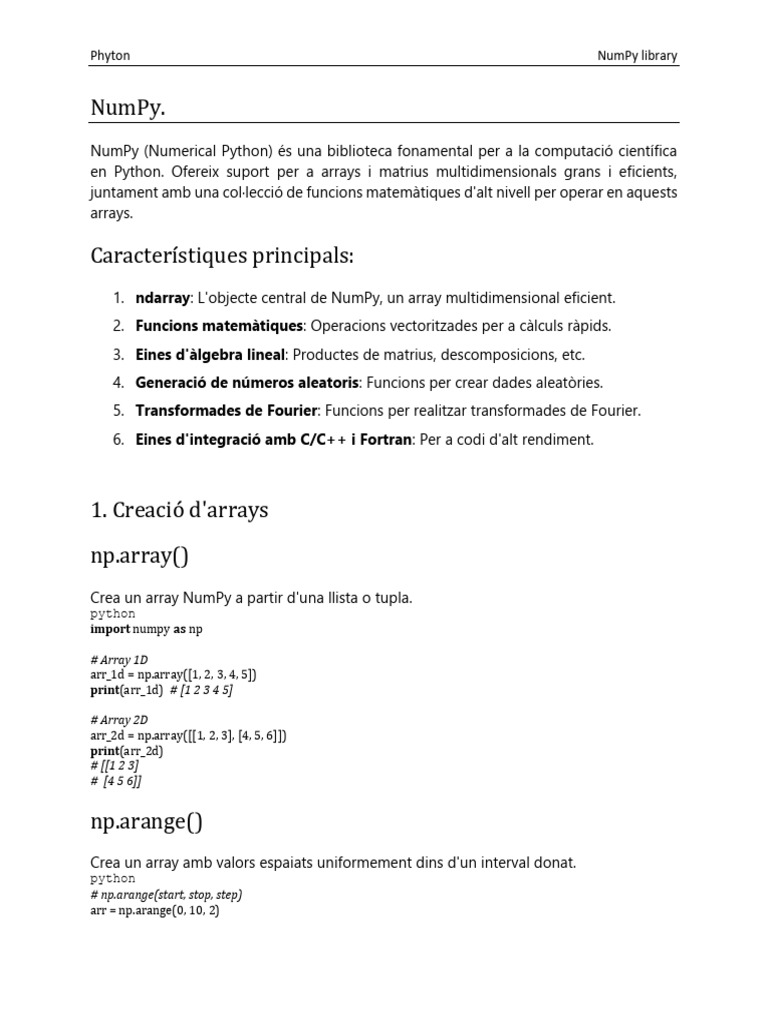 01 Numpy Arrays | PDF