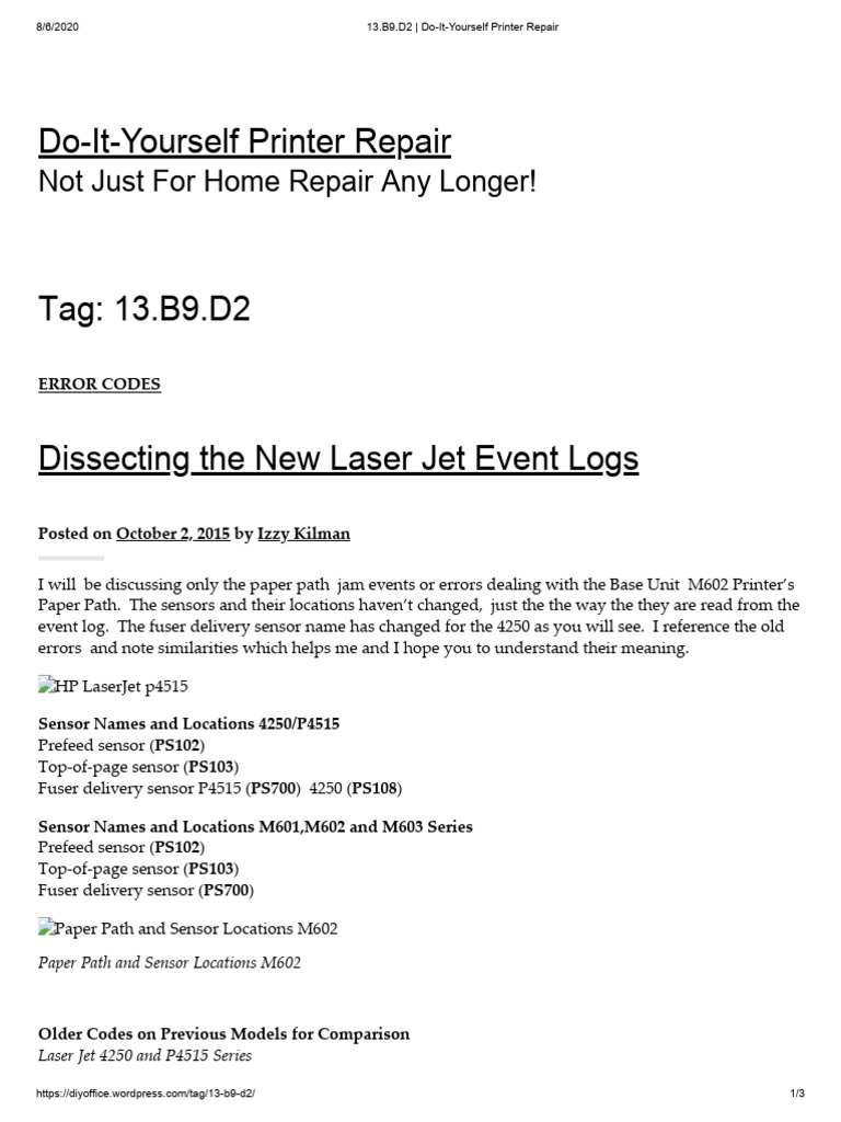 13.B9.D2 - Do-It-Yourself Printer Repair | PDF | Printing | Equipment