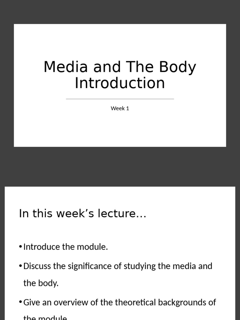 Media The Body Week 1 - Introduction - Lecture | PDF | Feminism | Gender Studies