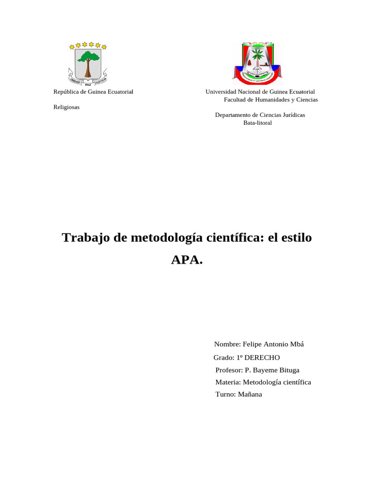 Trabajo de Metodología Científica El Estilo APA. | PDF | Estilo apa | Propiedad