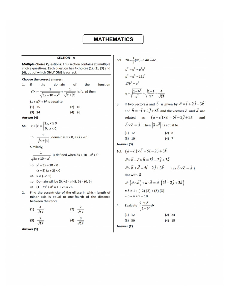 Maths 2 April S2 (Memory Based) | PDF