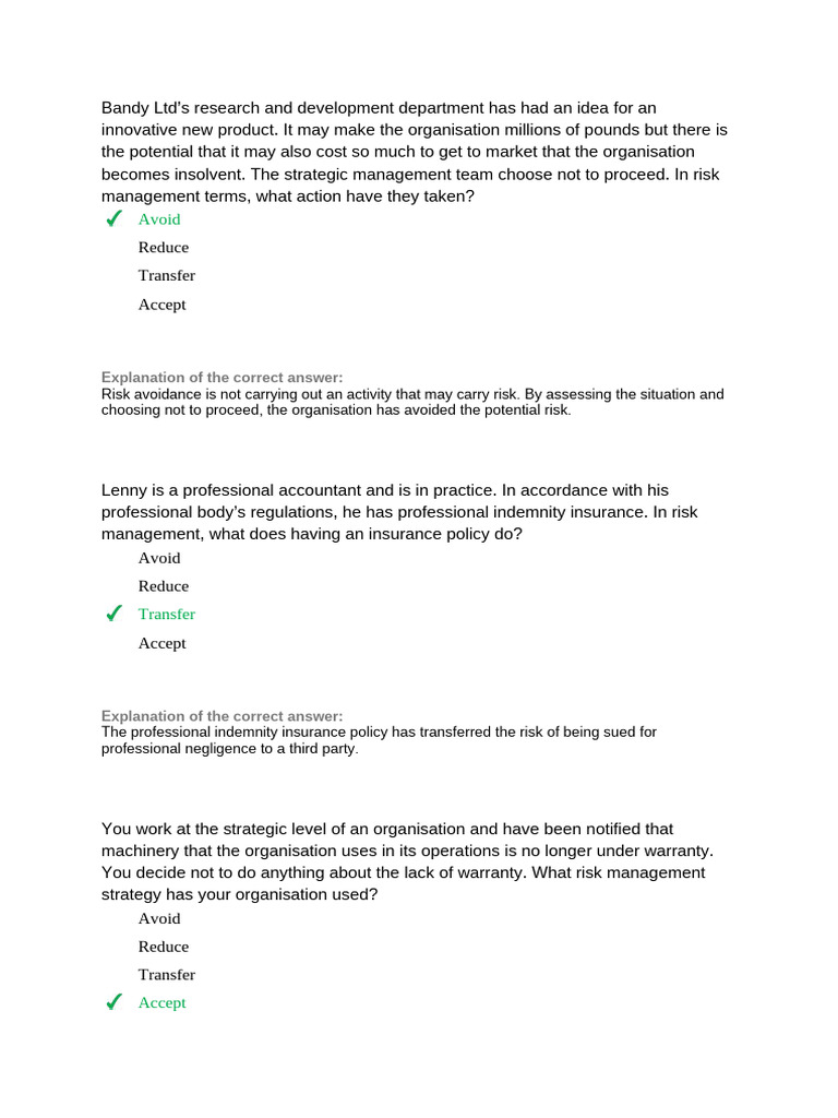 Business Environment AAT | PDF | Risk | Insurance