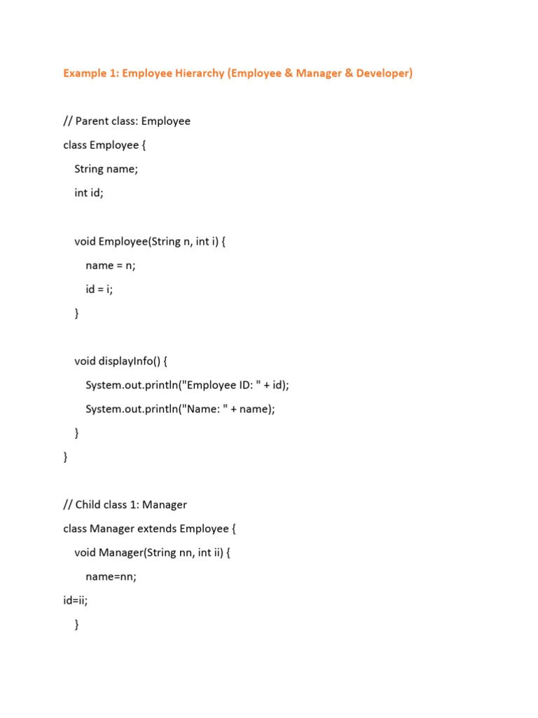 Inheritance Examples: Employee & Vehicle | PDF