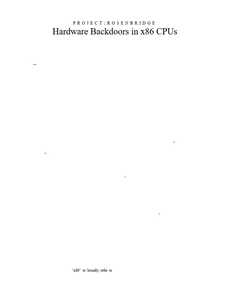 Hardware Backdoors in VIA C3 Processors | PDF | Central Processing Unit | X86 Architecture