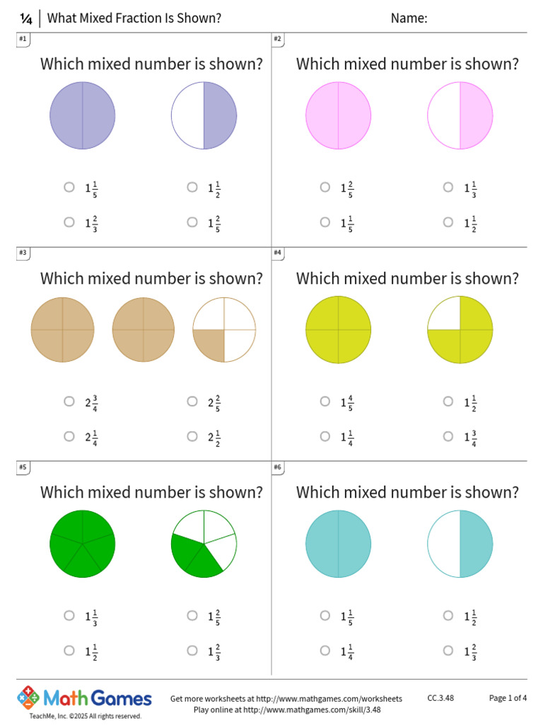 3 48 What Mixed Fraction Is Shown | PDF | Mathematical Objects ...