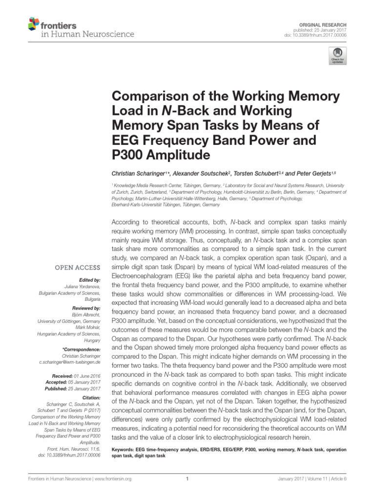 Comparison of the Working Memory Load in N-Back and Working Memory Span ...