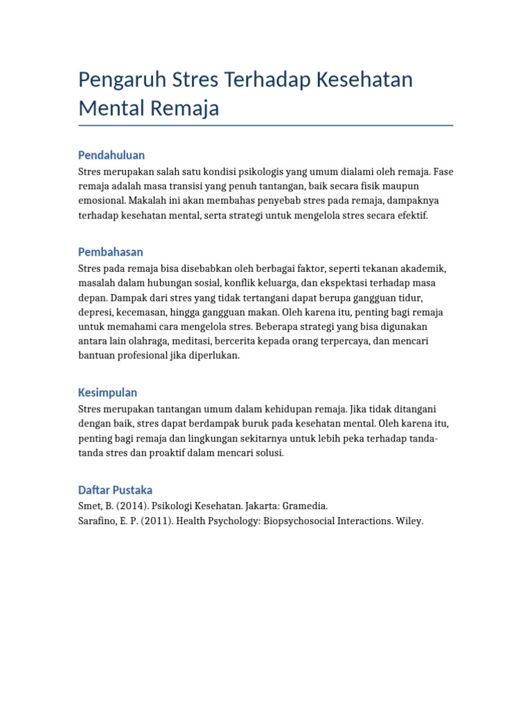 Makalah 1 Pengaruh Stres | PDF
