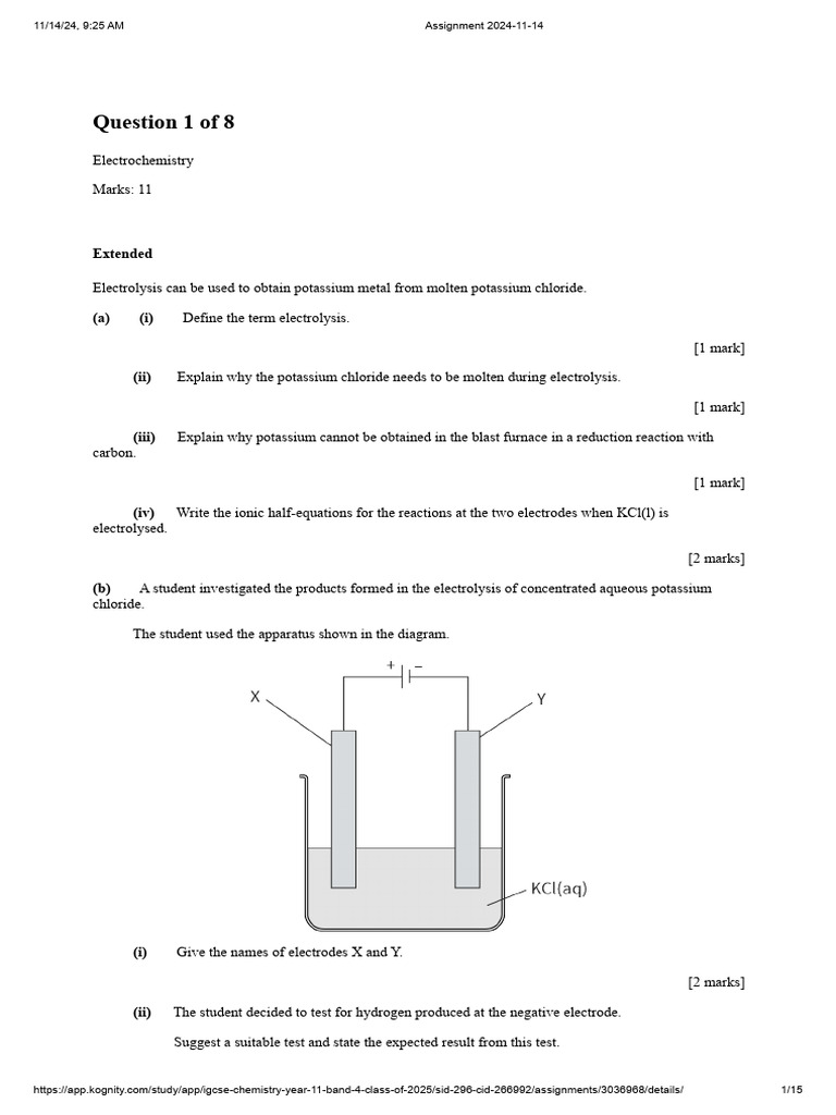 Electrochemistry - Revision Assignment | PDF | Electrochemistry | Anode