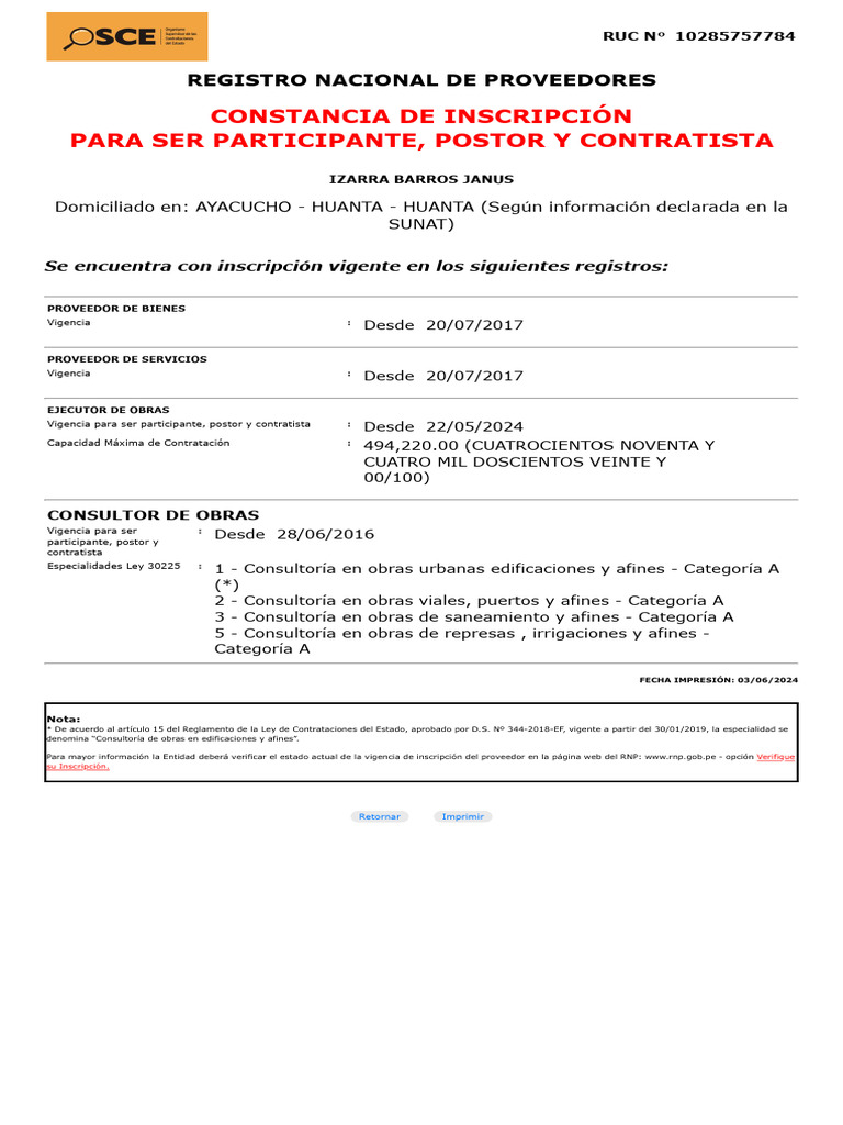 Constancia Del RNP 4 | PDF