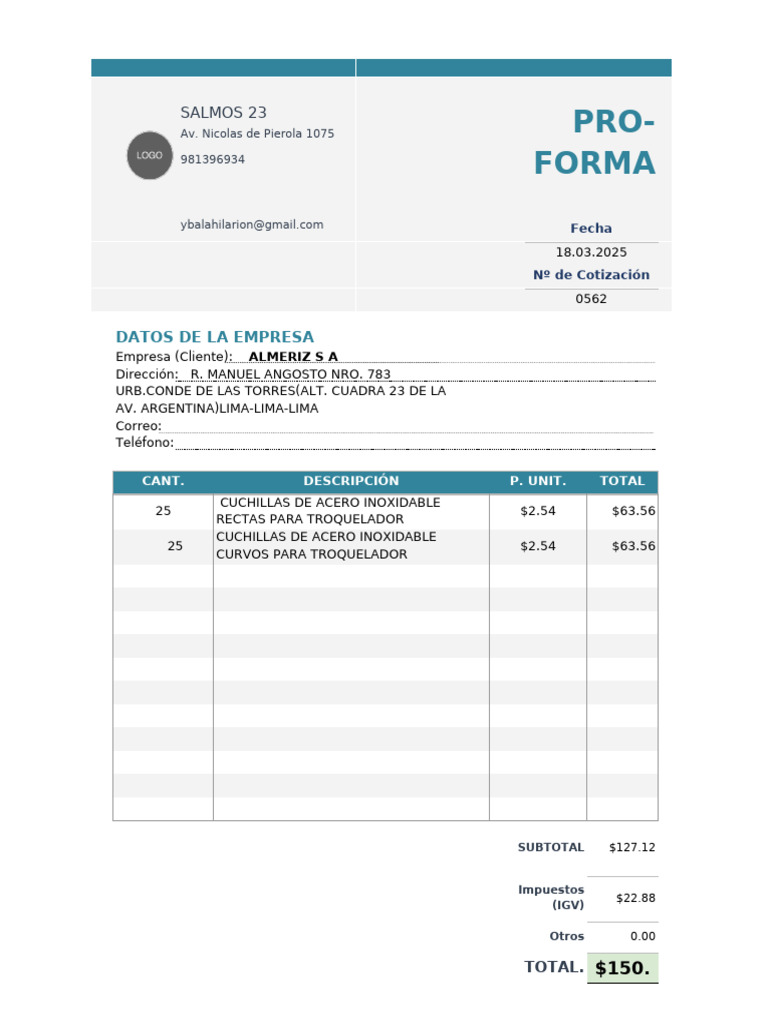 Proforma en Word | PDF