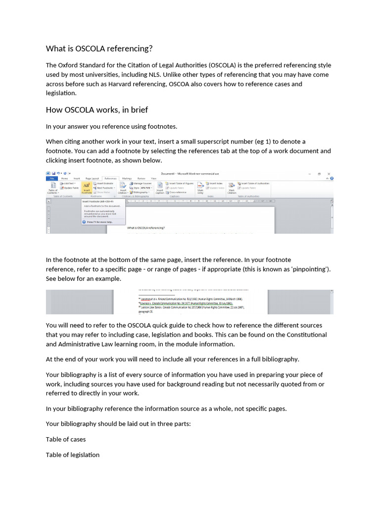What is OSCOLA Referencing | PDF | Note (Typography) | Citation