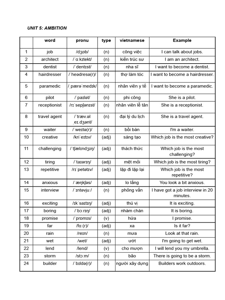 Unit 5 - Ambition | PDF