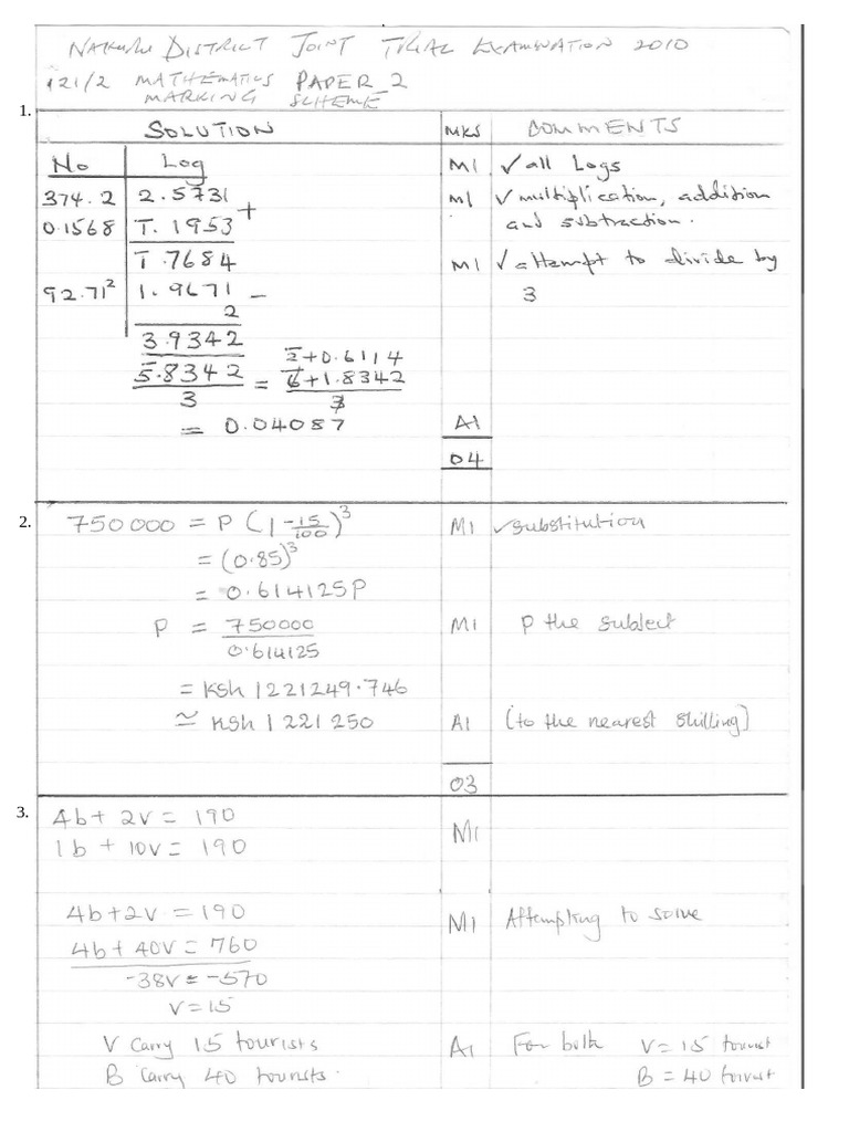 Marking Scheme Mathematics Paper2 | PDF