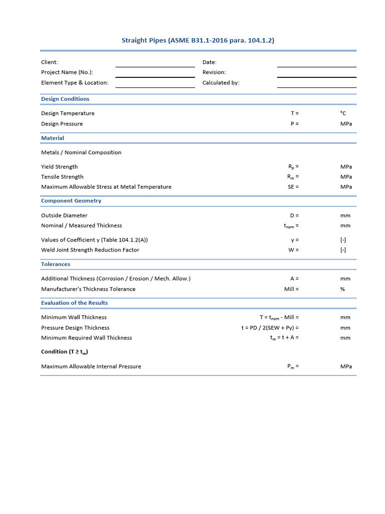 ASME B31.1 Straight Pipes | PDF