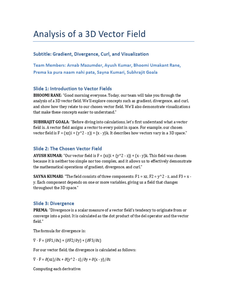 Vector_Field_Analysis_Presentation_(3)[1] | PDF | Divergence | Gradient