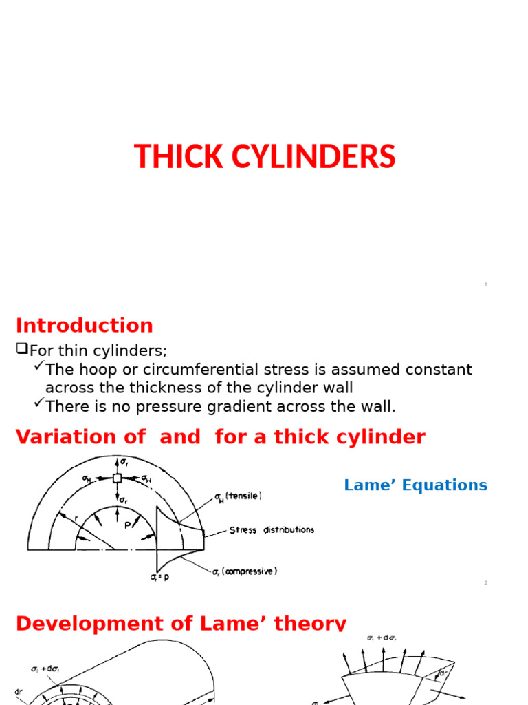 Lecture 12 Thick Cylinders | PDF | Stress (Mechanics) | Materials Science