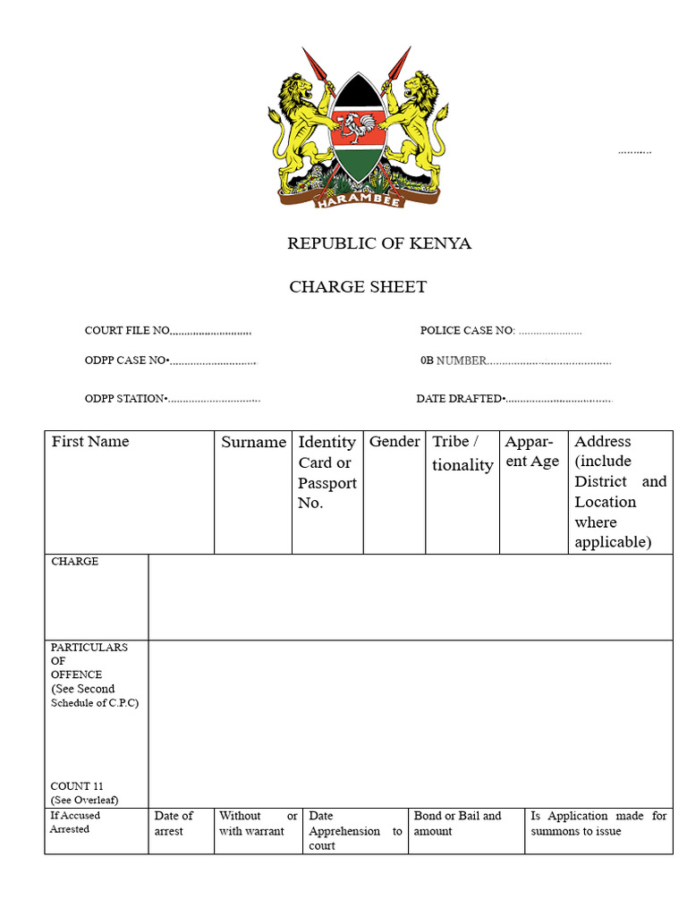 Kenya Police Charge Sheet Form CRM | PDF