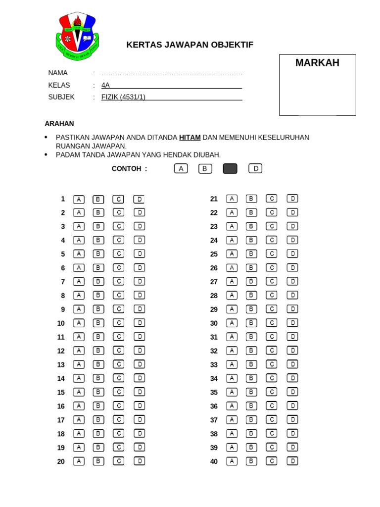 Borang Omr Kosong | PDF