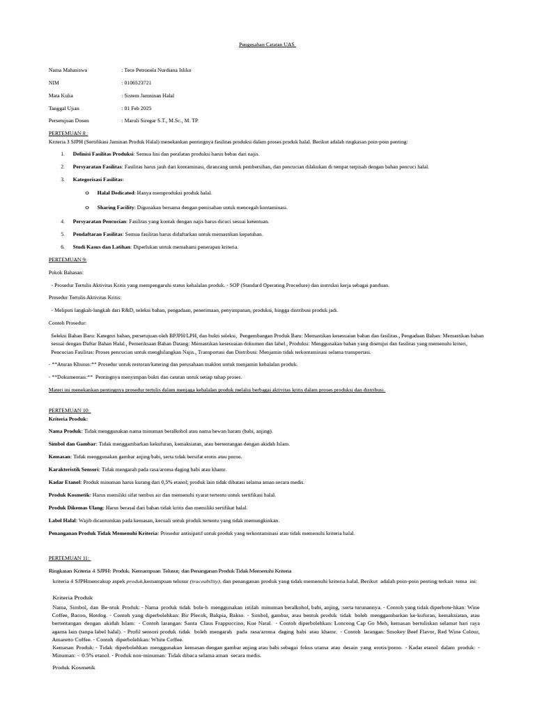 Pengesahan Catatan UAS | PDF