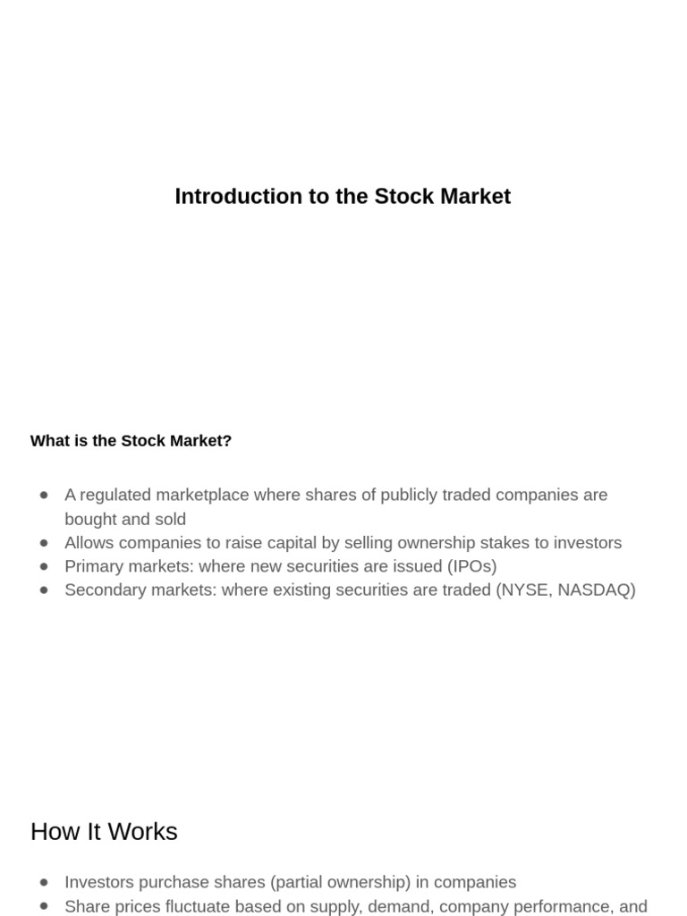 Introduction To The Stock Market | PDF