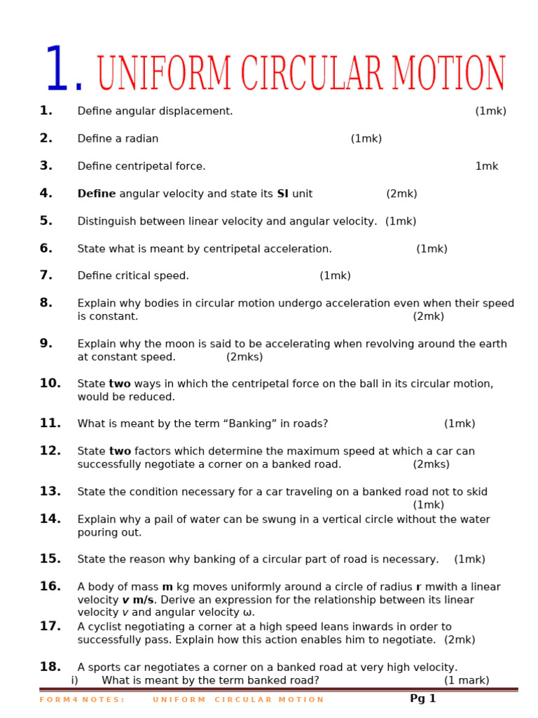 Uniform Circular Motion | PDF | Acceleration | Force