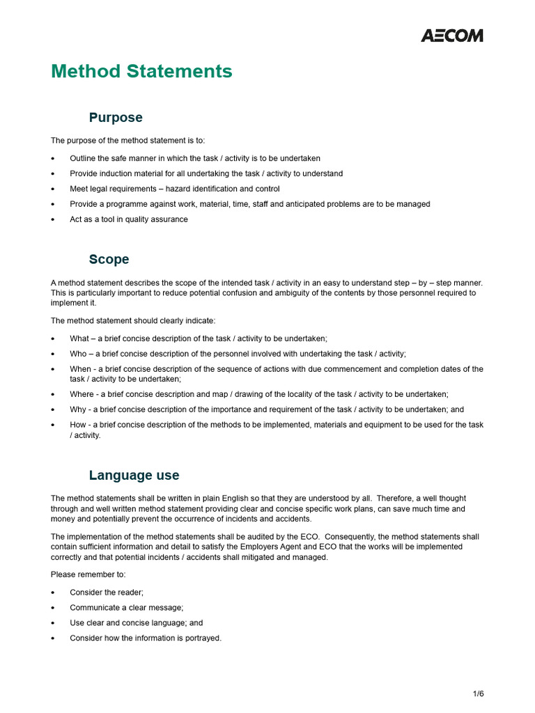 28 Appendix G6 - Method Statments | PDF | Waste | Waste Management