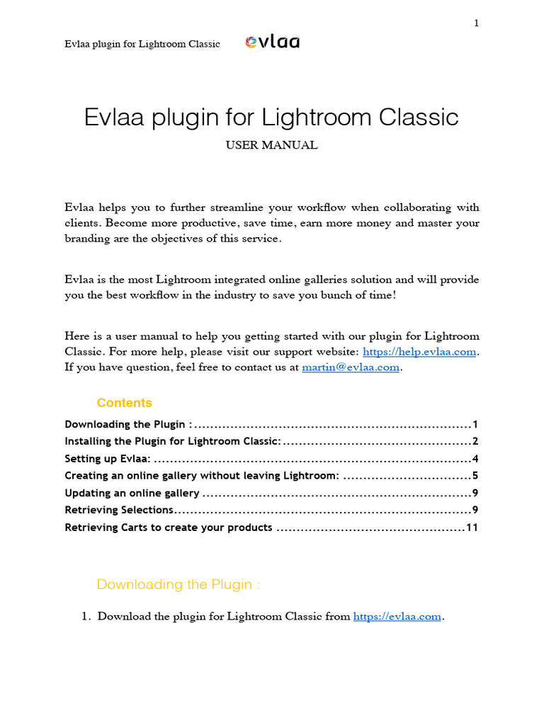 Evlaa Lightroom Classic Plugin Guide | PDF | Software | Computing