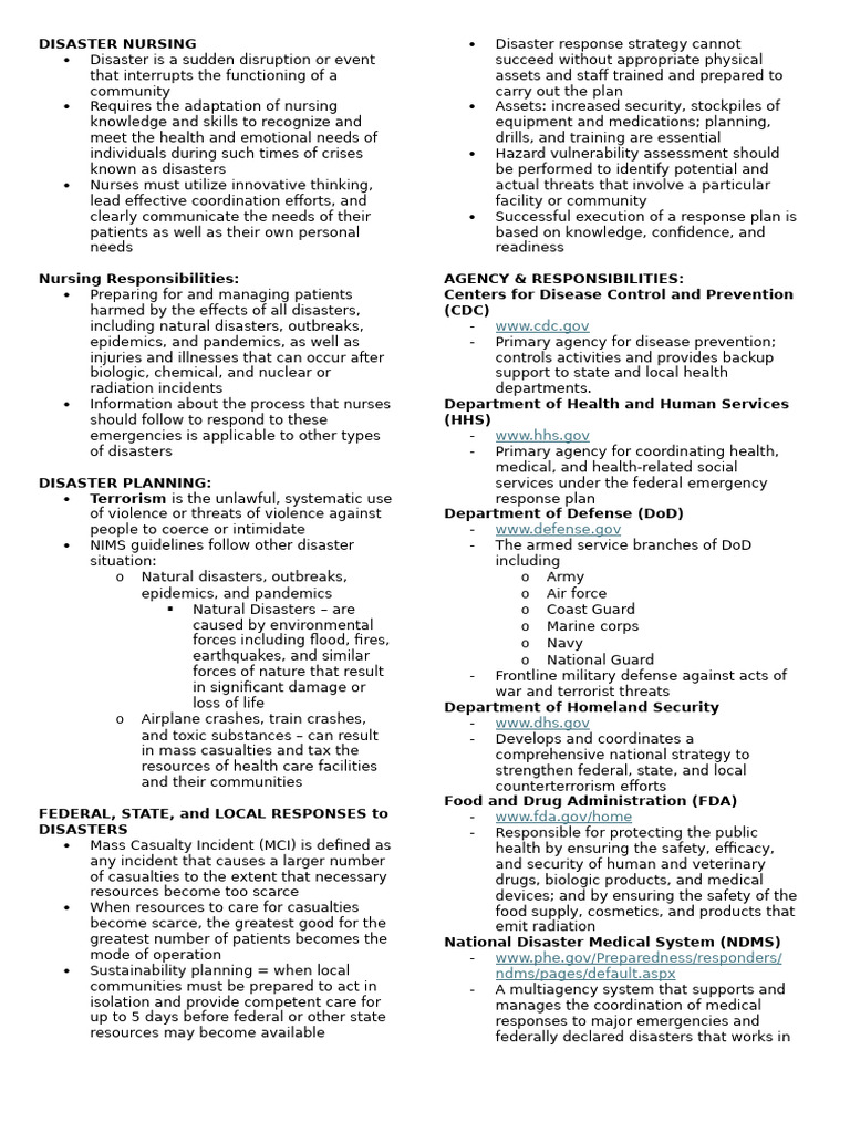 Disaster Nursing | PDF | Emergency Management | Emergency Department