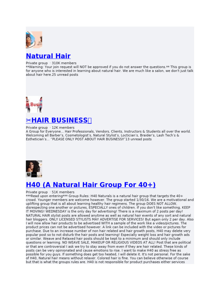 Natural Hair Groups On Facebook | PDF | Hairstyle | Human Hair