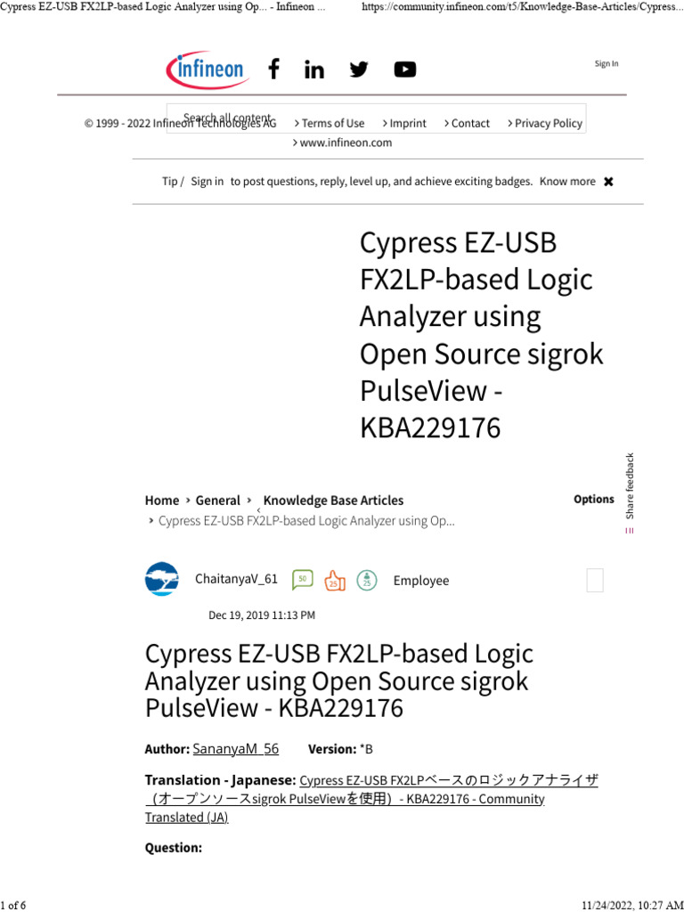 Cypress EZ-USB FX2LP-based Logic Analyzer Using Op... - Infineon Developer Community | PDF | Usb ...
