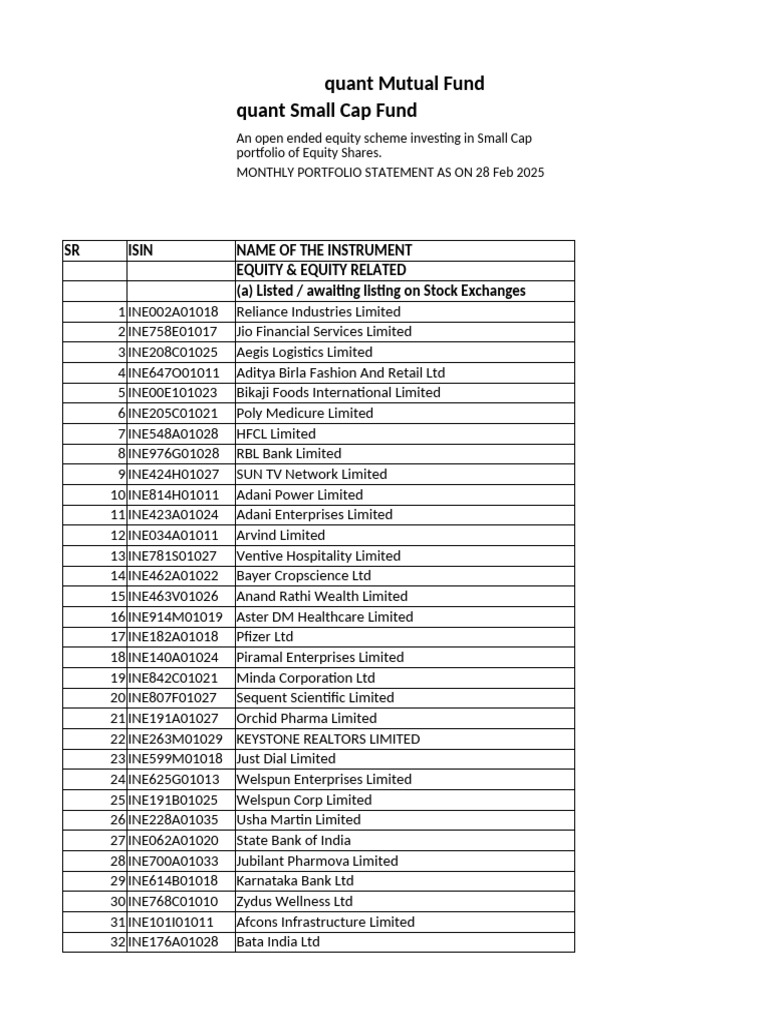 quant Small Cap Fund Factsheet 2025 | PDF | Futures Contract | Hedge ...