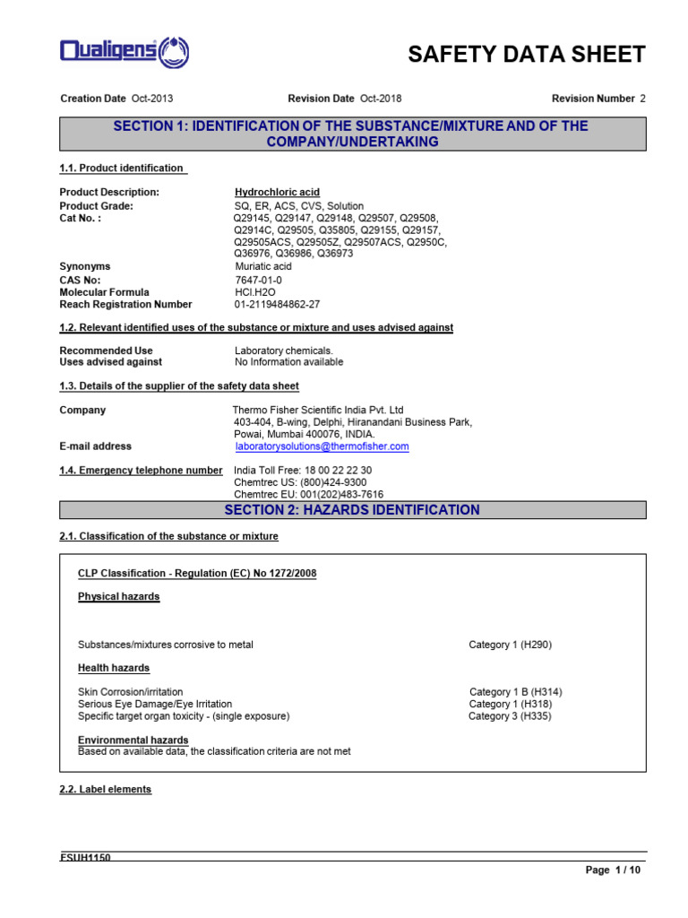 PPE Guidelines for Hydrochloric Acid | PDF | Personal Protective ...